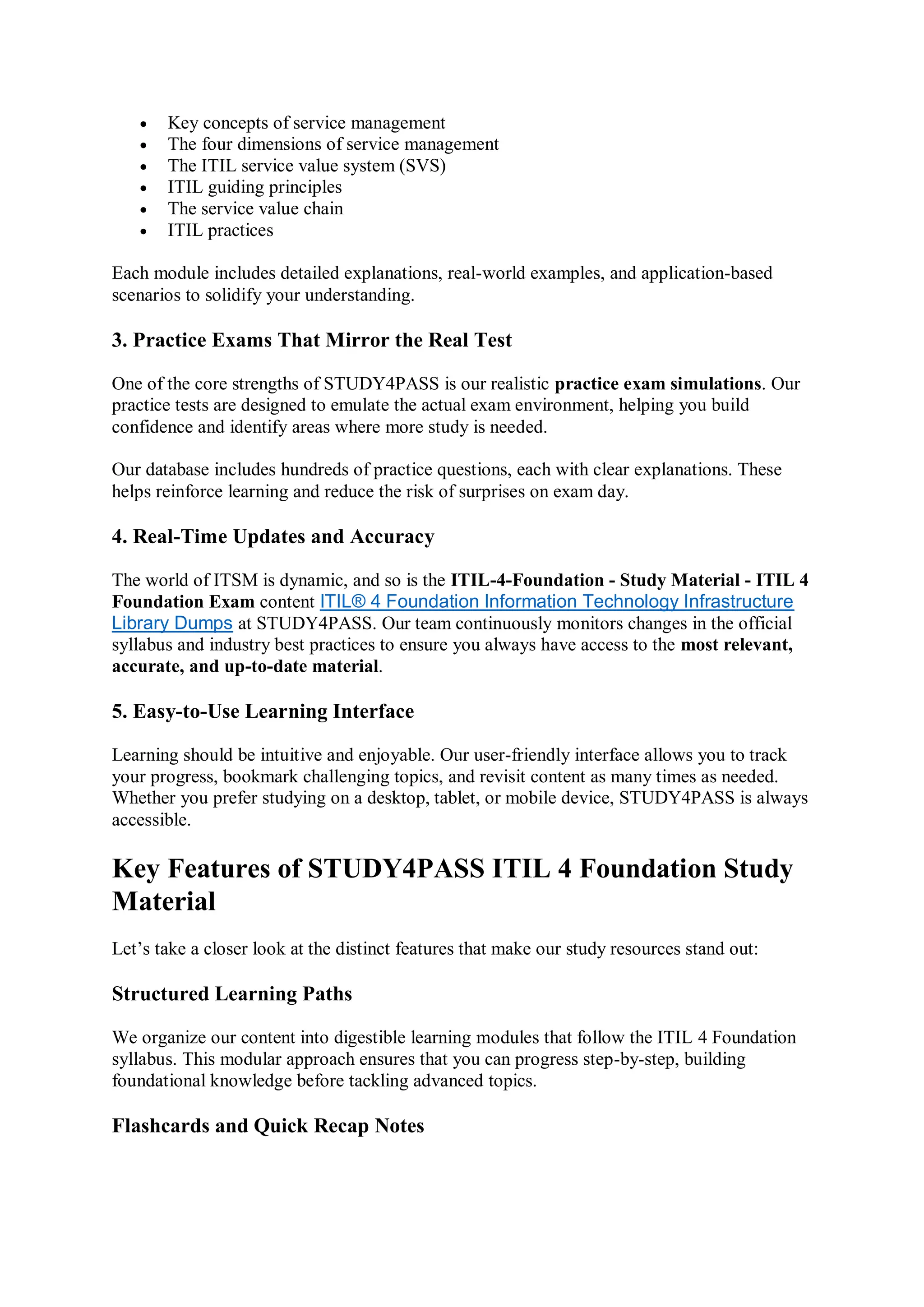 STUDY4PASS Guides You Through ITIL-4-Foundation Study Topics | PDF