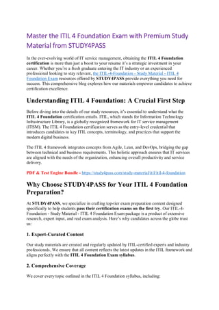 STUDY4PASS Guides You Through ITIL-4-Foundation Study Topics | PDF