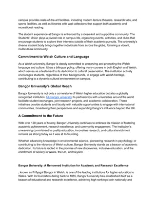 Bangor University: A Legacy of Excellence in Education and Research | PDF