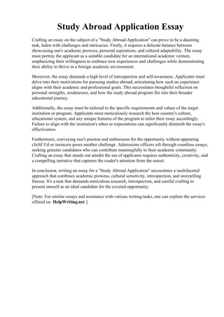 Study Abroad Application Essay | PDF