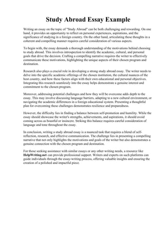 Study Abroad Essay Example | PDF