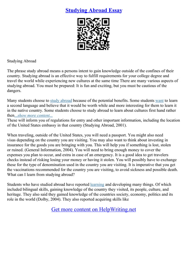 Study Abroad Essays | PDF