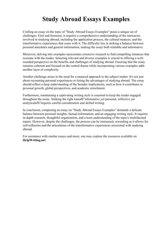 Study Abroad Essays Examples.pdfStudy Abroad Essays Examples | PDF