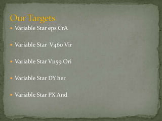 Study and Compare the Light Curve of 5 different Variable Stars | PPTX
