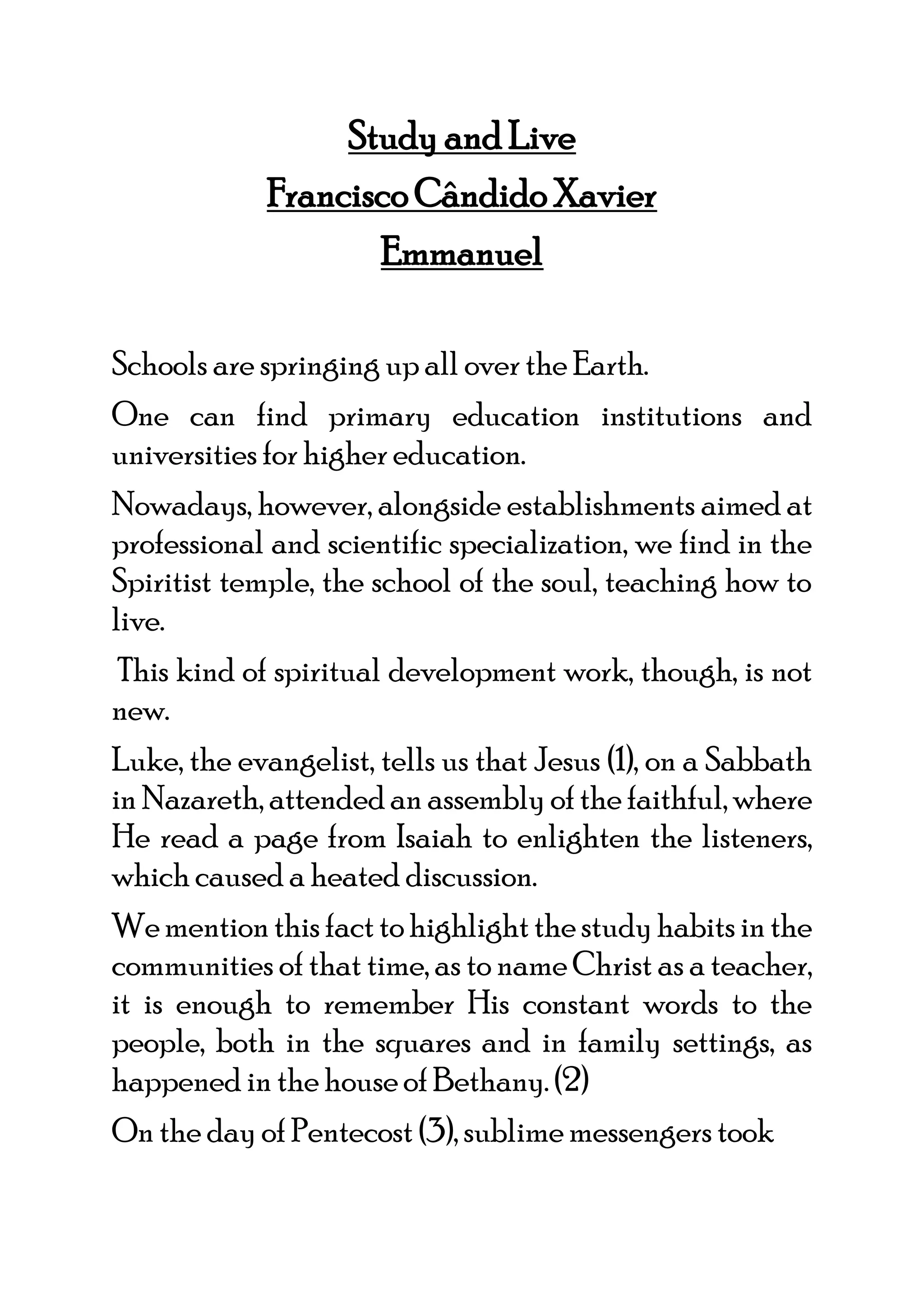 Study and Live - Part 1 - Francisco C. Xavier - W. Vieira - Emmanuel ...