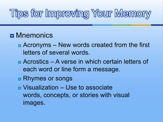 Study and Memory Skills | PPTX