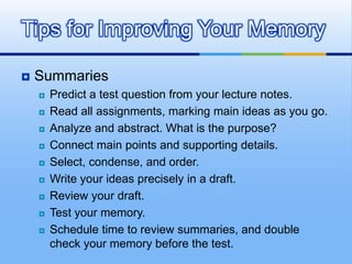 Study and Memory Skills | PPTX