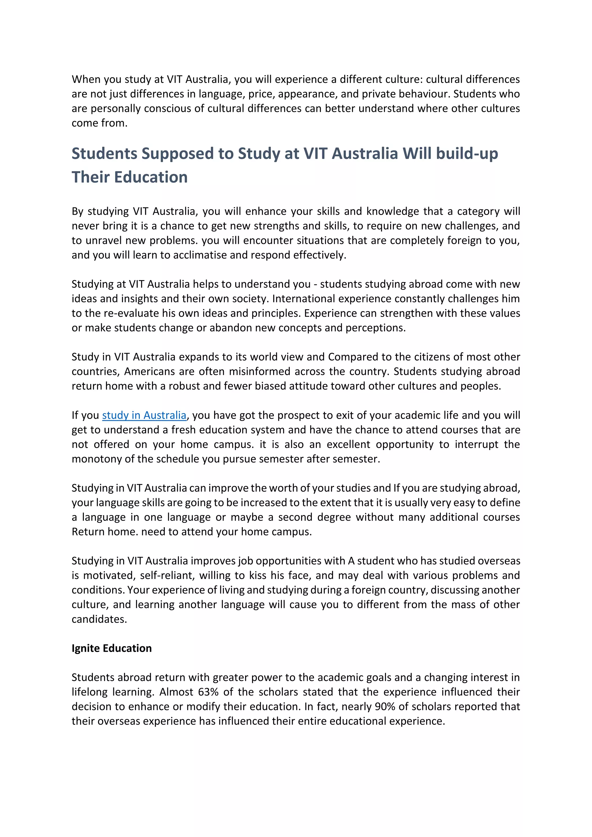 VIT Australia | PDF