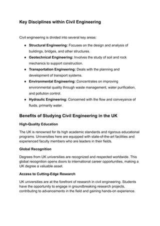 Best place Study Civil Engineering in the UK | PDF