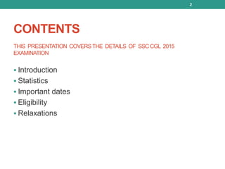 SCC-CGL Tier I Examination | PPTX