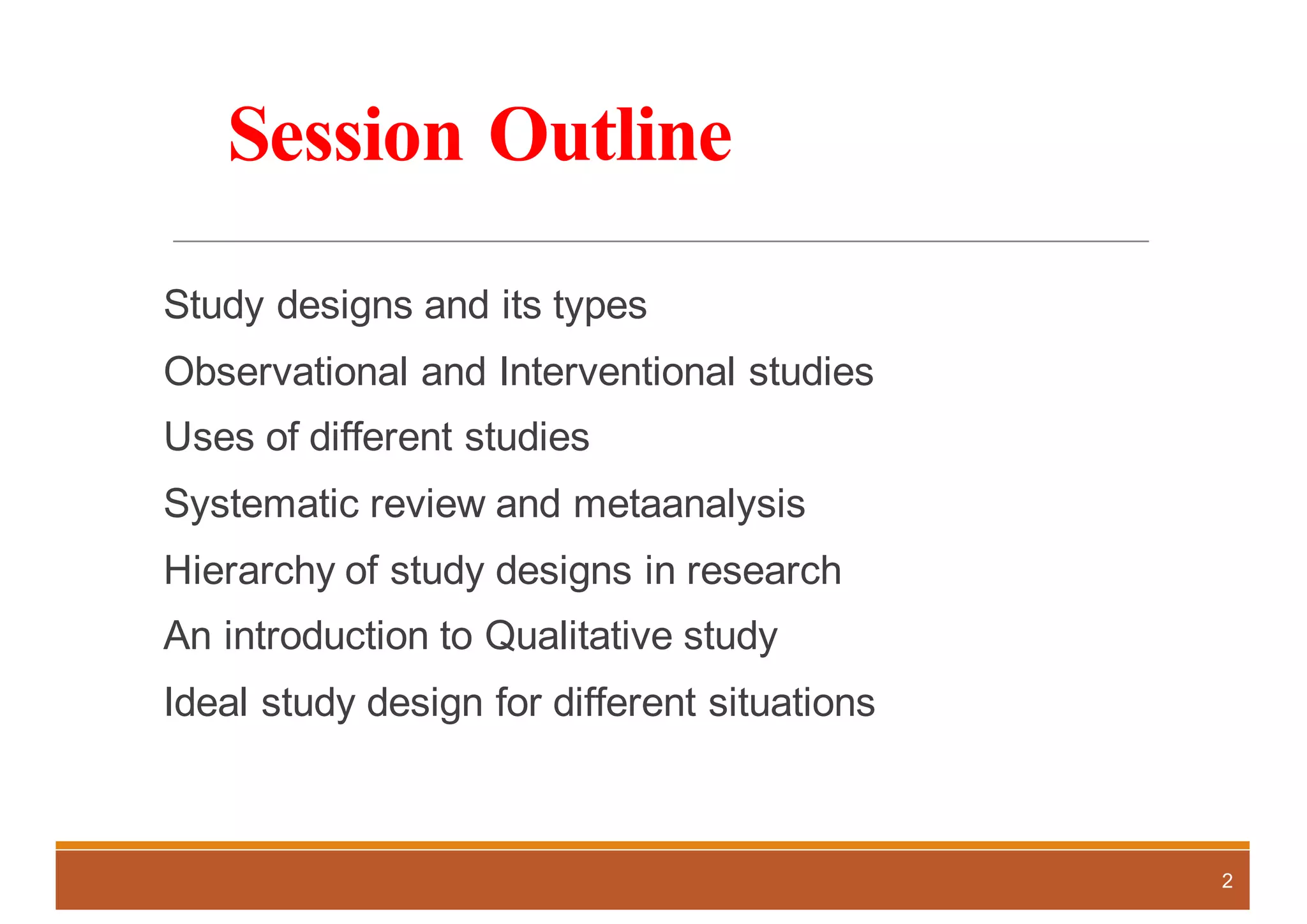 Study designs, Epidemiological study design, Types of studies | PDF