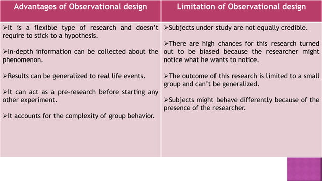 Study designs and their advantages and limitation | PPTX | Science