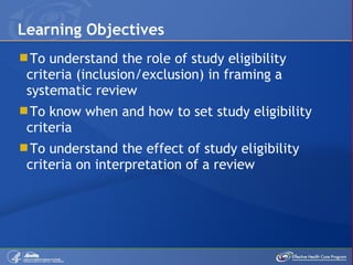 Study Eligibility Criteria | PPT