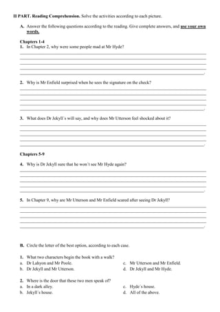 Study guide "Dr Jekyll and Mr Hyde" | DOCX