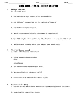 History of Europe Study guide | DOC
