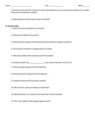 Study Guide - Canada | PDF