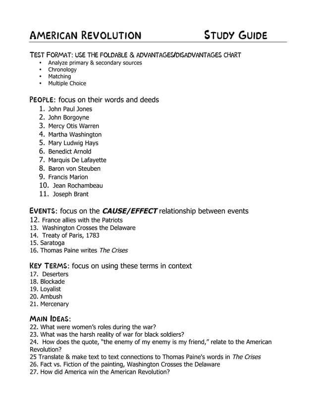 Study guide 2011_american_revolution | PDF