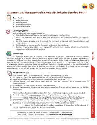 Study Guide 4 Assessment and Management of Patients with Endocrine ...