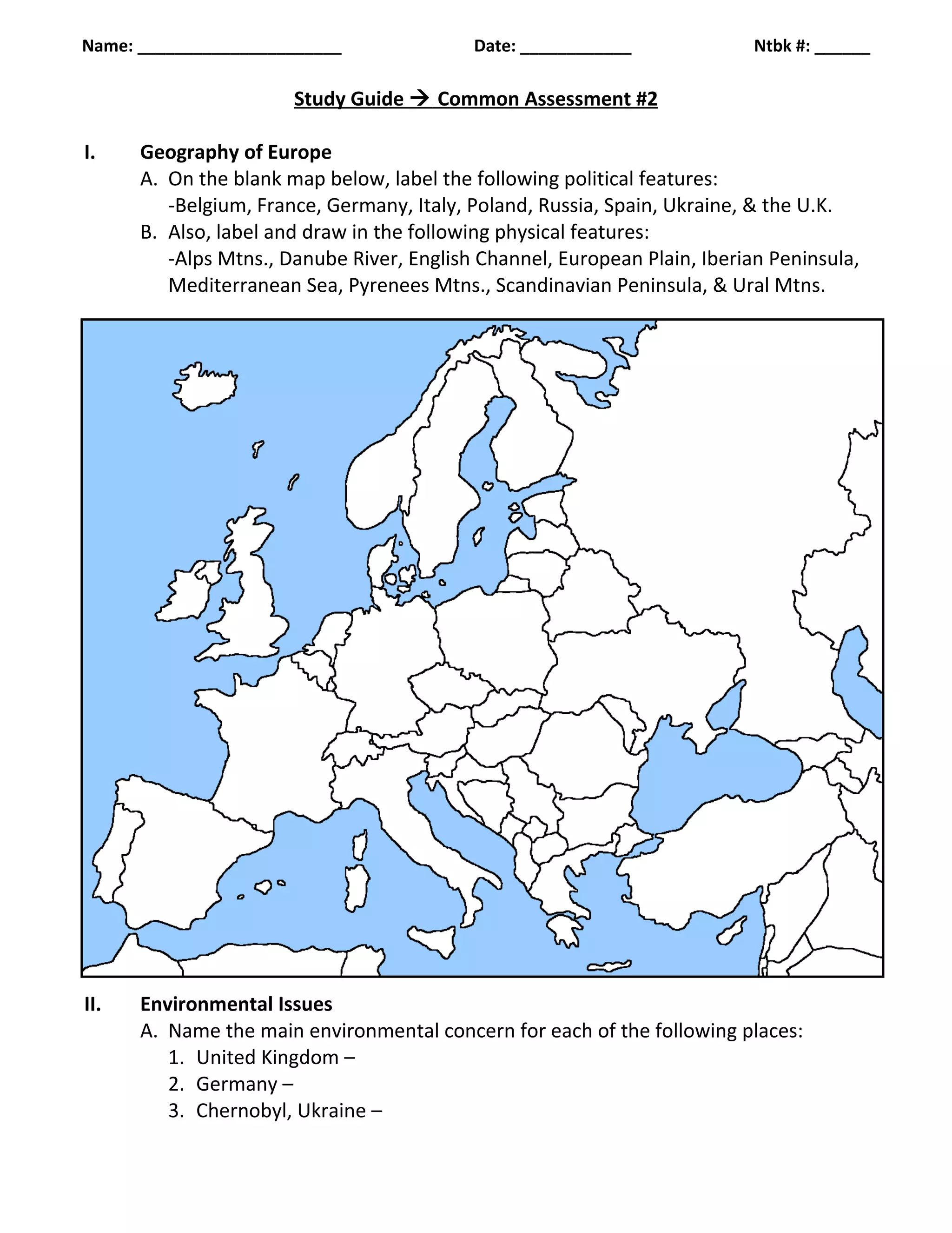 Geography of Europe Study guide | DOC | Europe Travel | Travel Locations