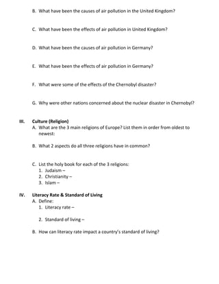 Geography of Europe Study guide | DOC