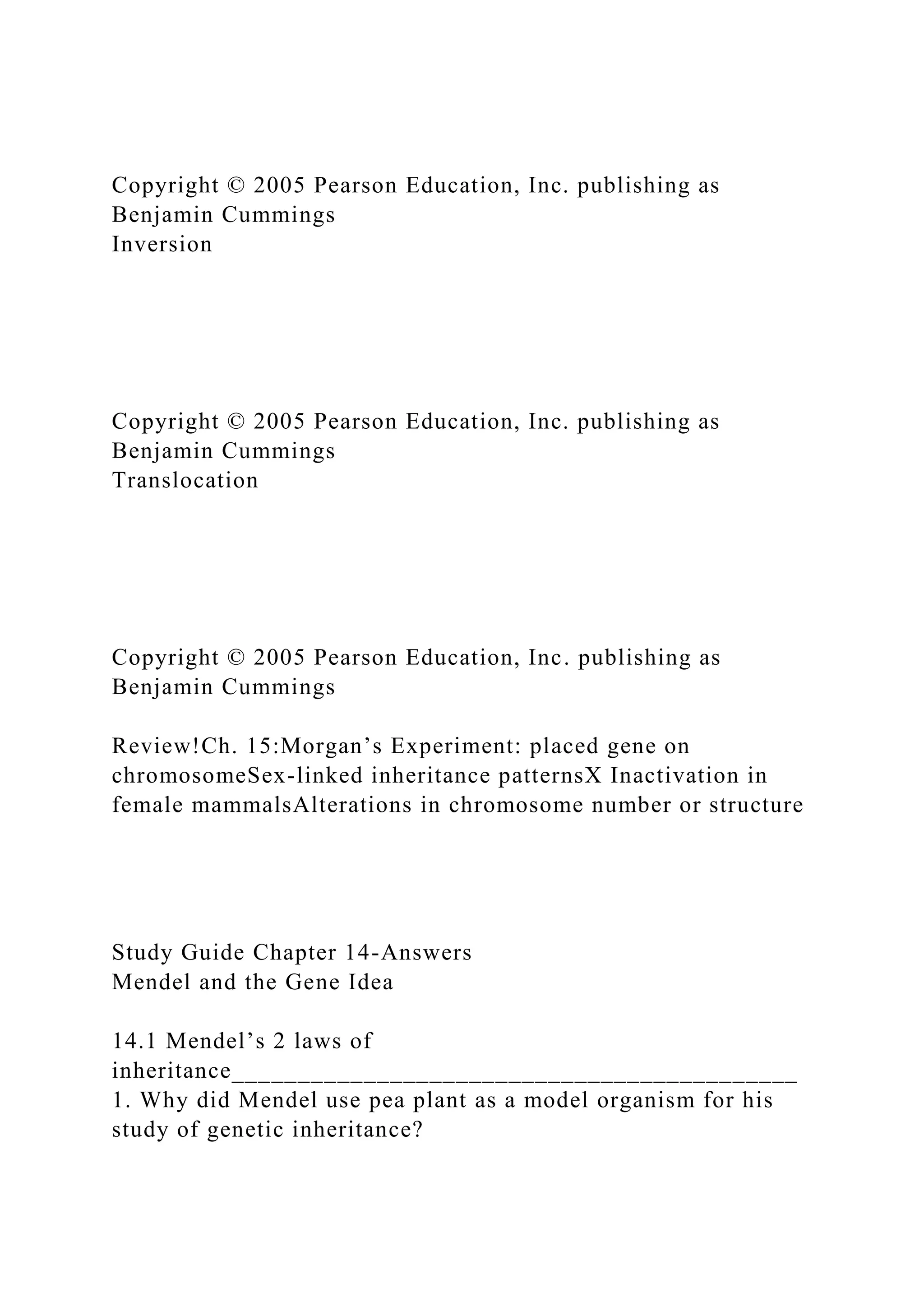 Study Guide Chapter 15 -Chromosomal Basis of Inheritance-Answers.docx