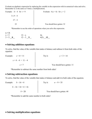 Study Guide For Algebra | PDF