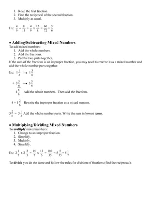 Study Guide For Fractions Test | PDF | Standardized Testing ...