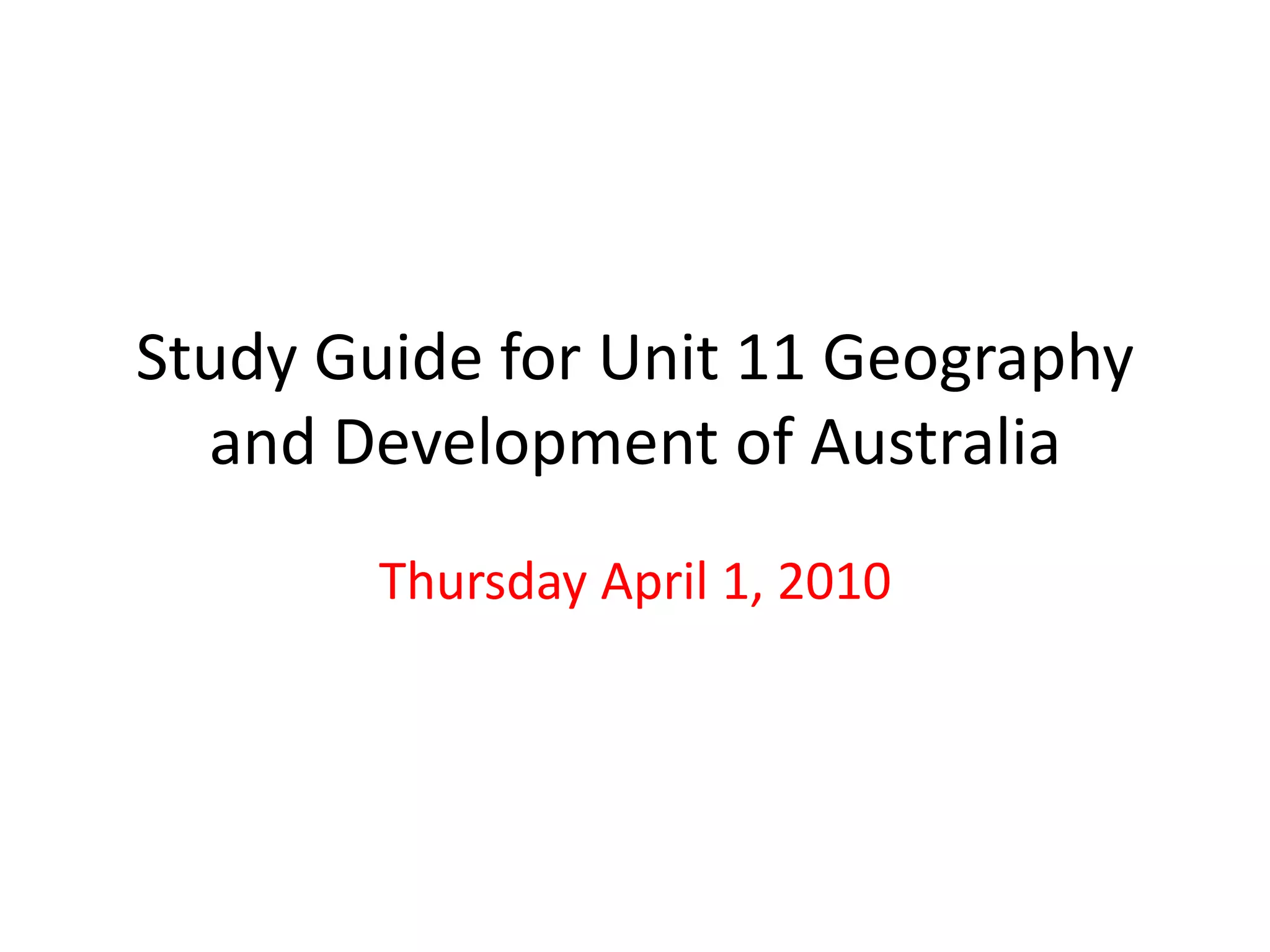 Study Guide For Unit 11 Geography And Development Ppt | PPTX