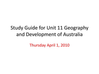 Study Guide For Unit 11 Geography And Development Ppt | PPTX