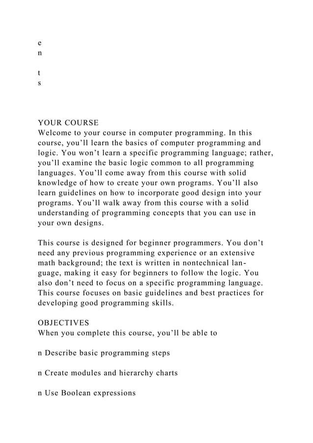 Study GuideIntroduction toProgrammingByLisa T. Cor.docx