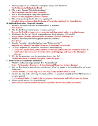 Study guide (key) - Australia | DOCX