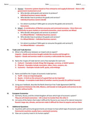 Study guide (key) economic systems | PDF