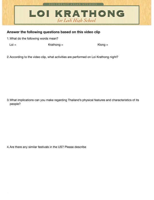 Study guide loy krathong chaht | PDF