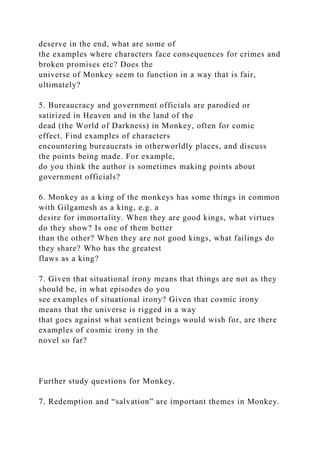 Study Guide questions for Monkey by Wu Ch’êng-ên, trans. Arthu.docx