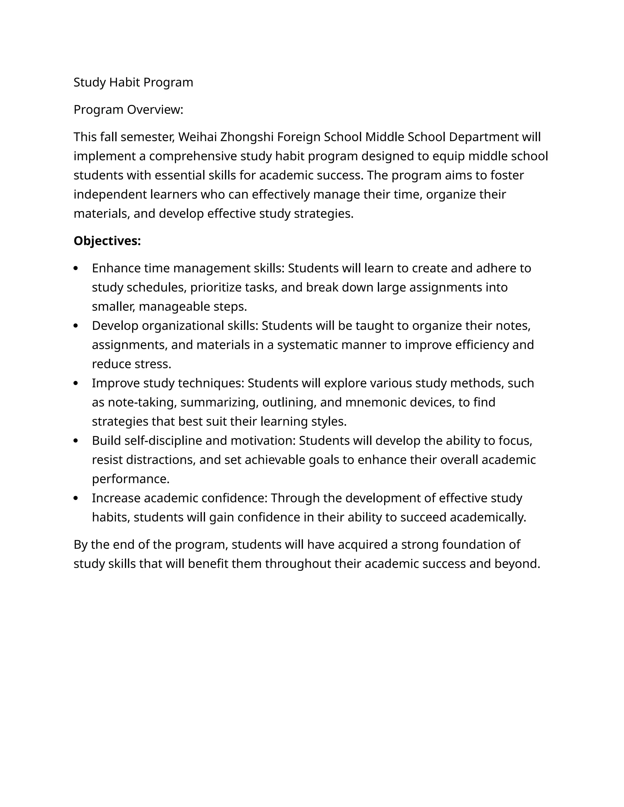 Study Habit Program for Students in Middle School.docx