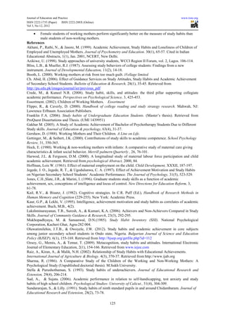 Study Habits Of Higher Secondary School Students Of Working And Non