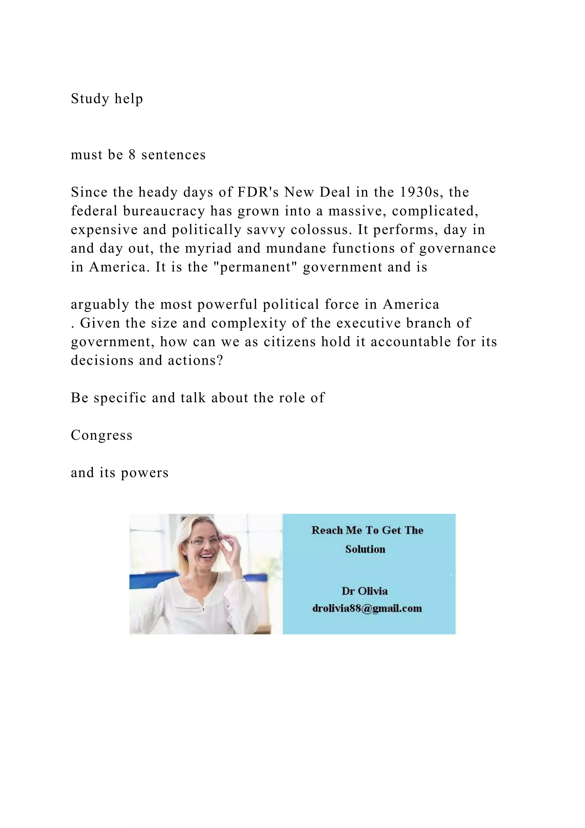 Study help must be 8 sentences Since the heady days of FDR.docx