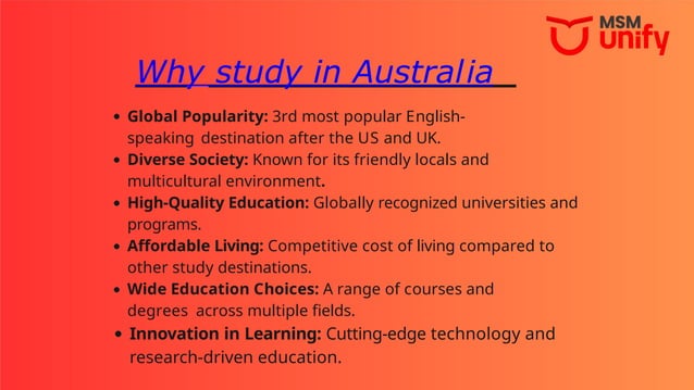 MSM Unify - Study in Australia 2024 with Us! | PPTX