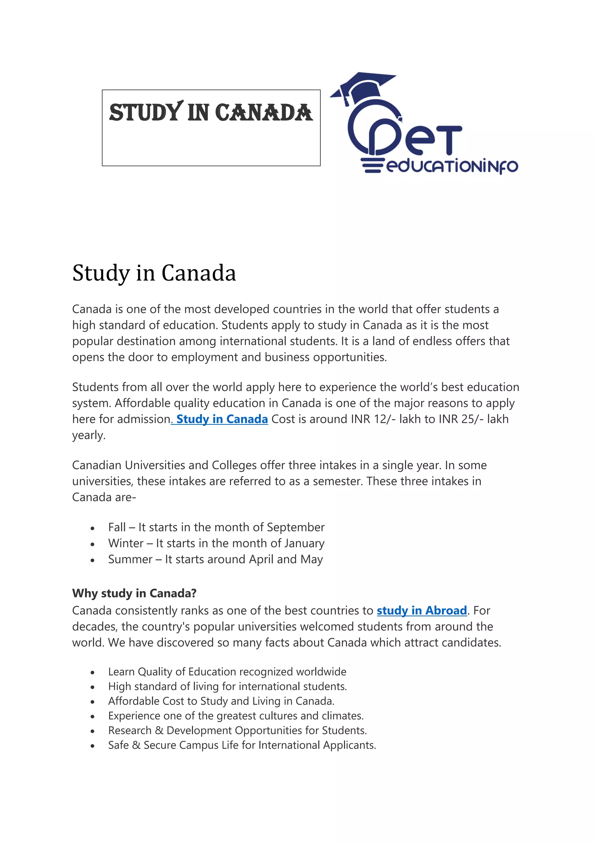 Study in Canada | PDF
