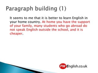 Studyinenglandparagraphdesign | PPT