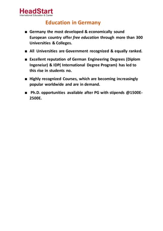 Study in germany: A guide to Studying in Germany | DOCX | Undergraduate ...