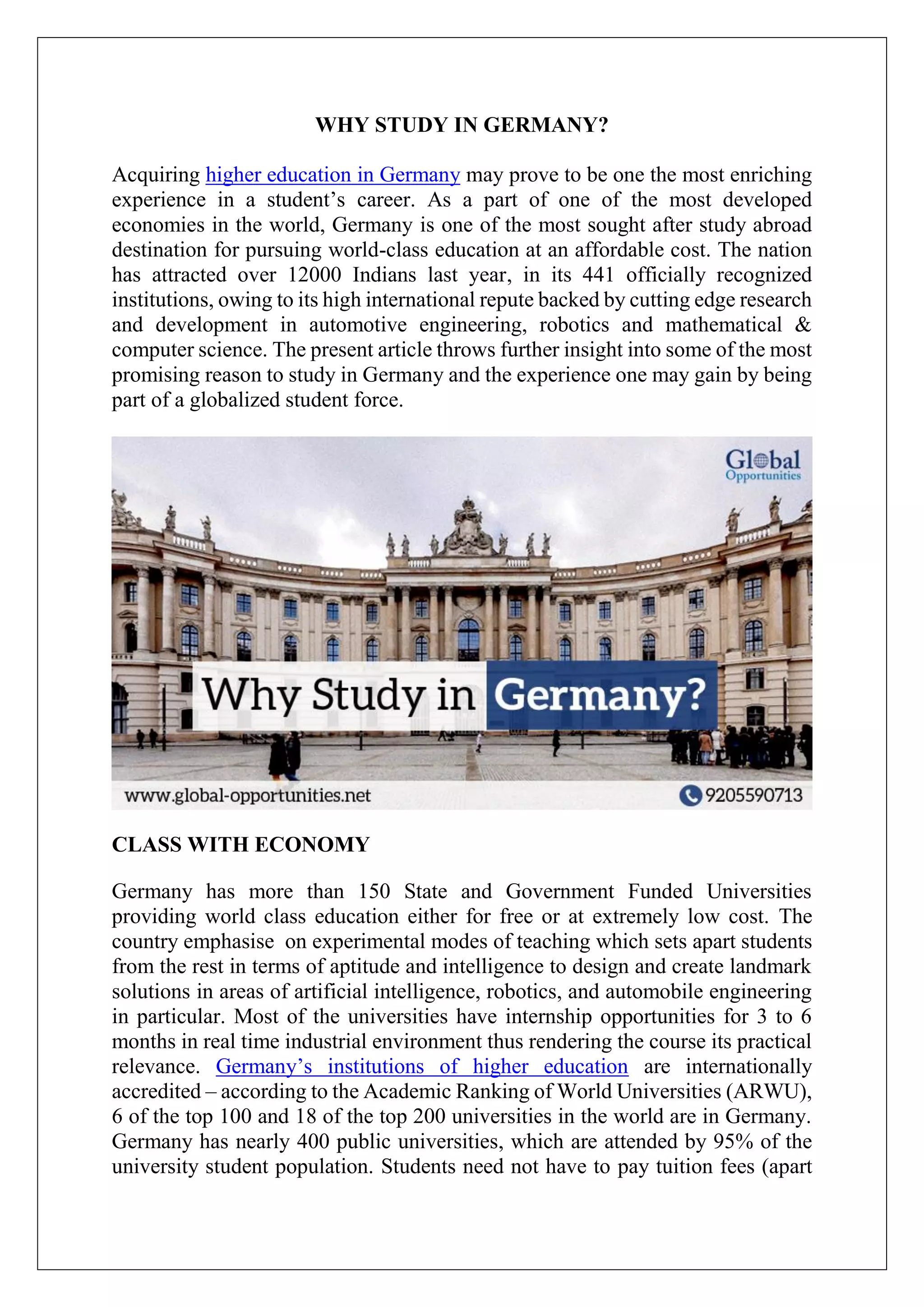WHY STUDY IN GERMANY? | PDF | Undergraduate Education | College Education