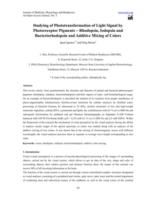 Studying of phototransformation of light signal by | PDF