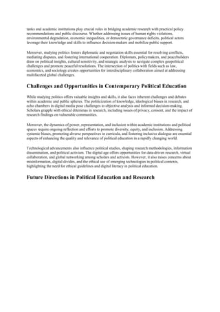 Studying Politics: Exploring the Complexities and Impact of Political ...