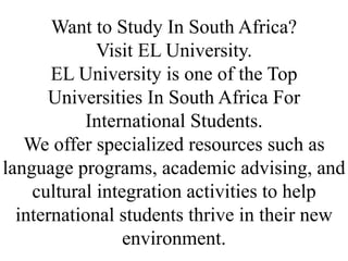 Study In South Africa | PPT