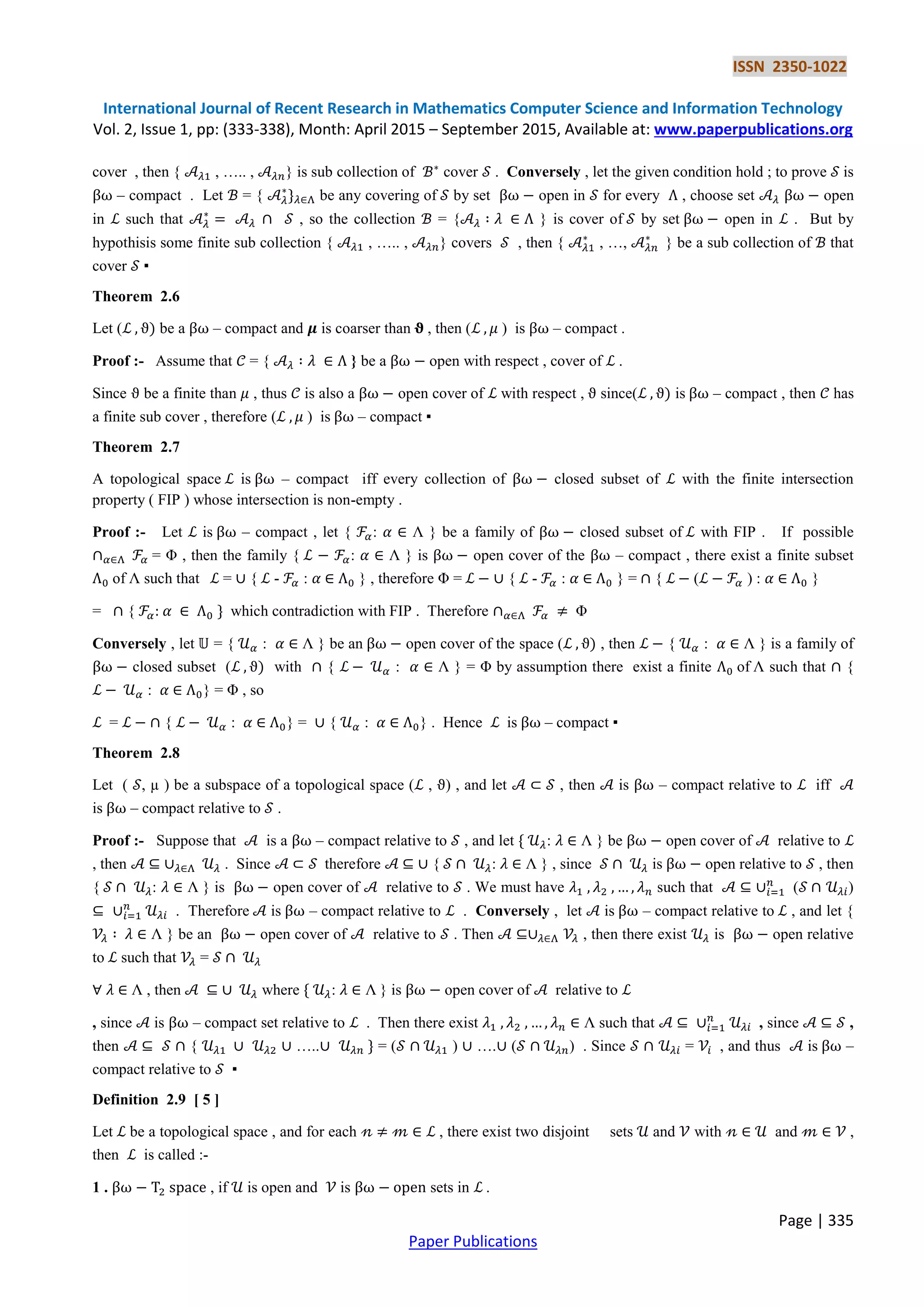 Study Kc - Spaces Via ω-Open Sets | PDF