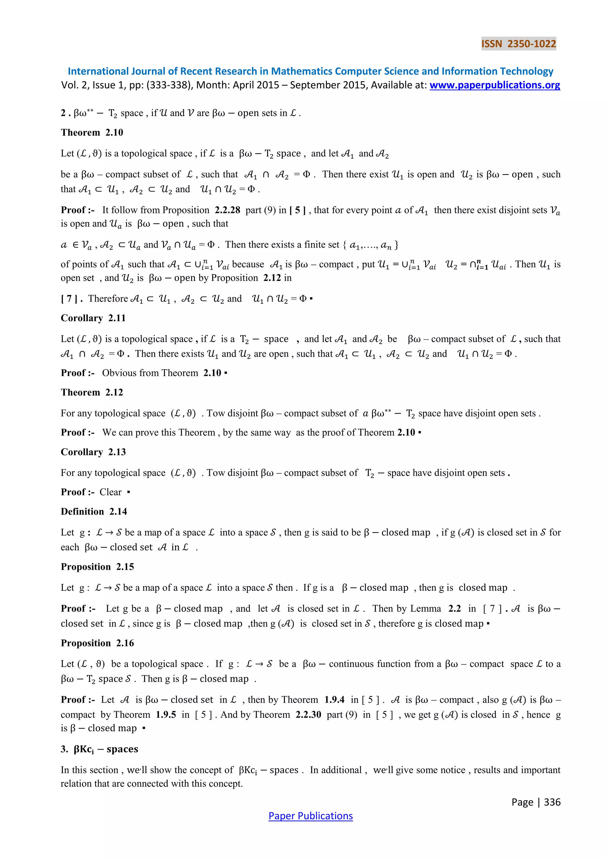 Study Kc - Spaces Via ω-Open Sets | PDF