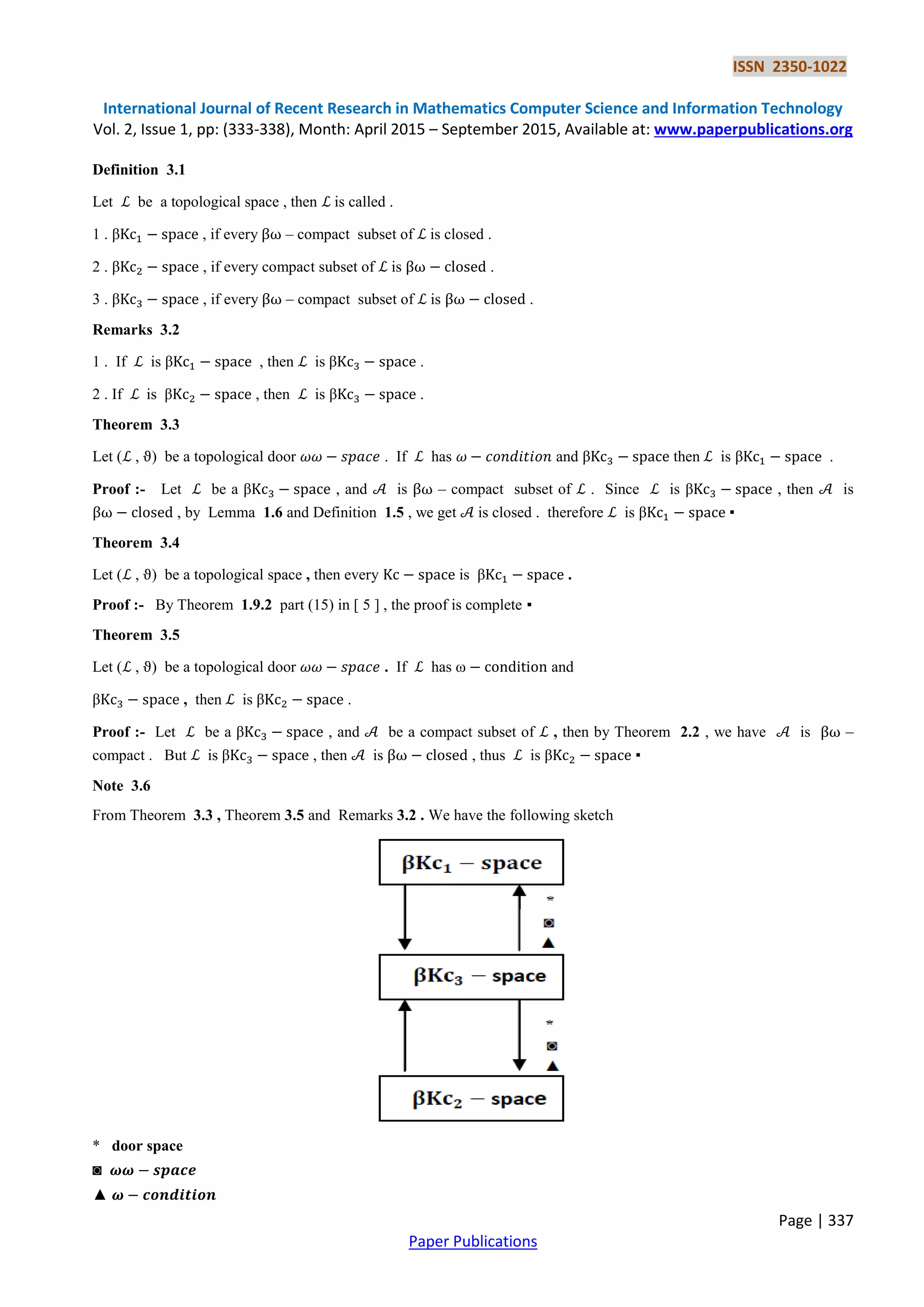 Study Kc - Spaces Via ω-Open Sets | PDF