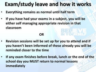 Exam/study leave and how it works | PPTX