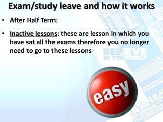 Exam/study leave and how it works | PPTX